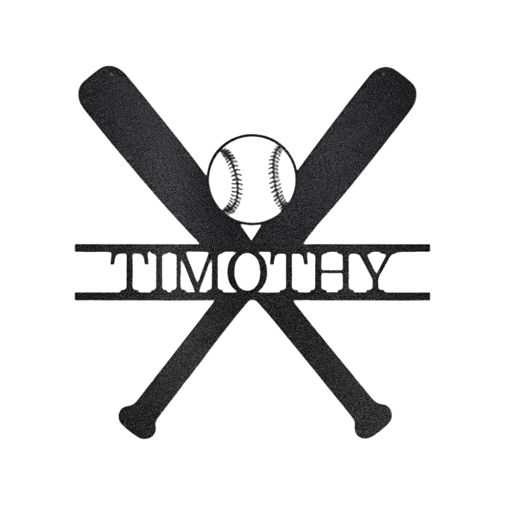 Sports | Baseball | Personalized | Name | Double Bats 1 | Steel Sign ...